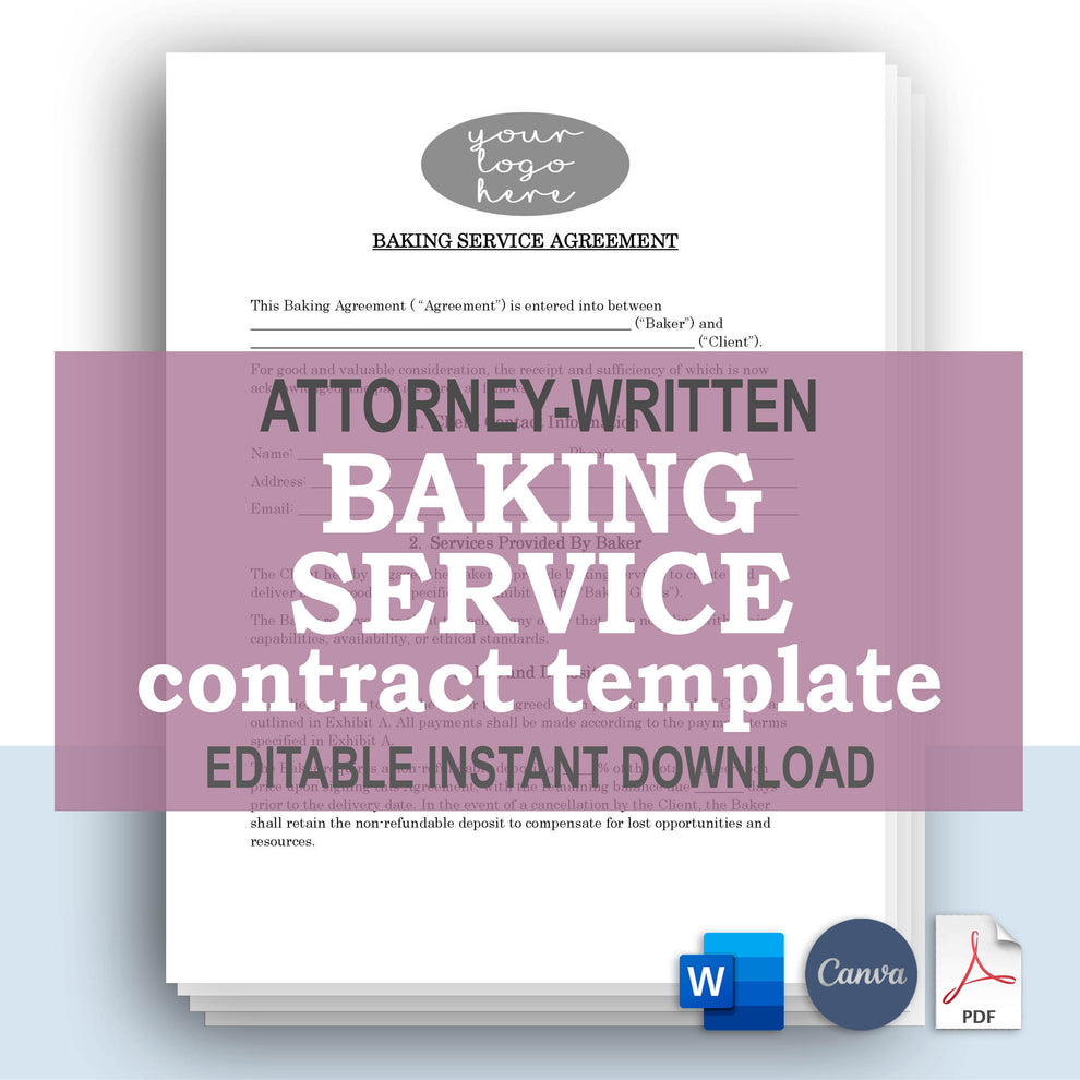 Cake Contract Template, Attorney-Written Editable Instant Download ...