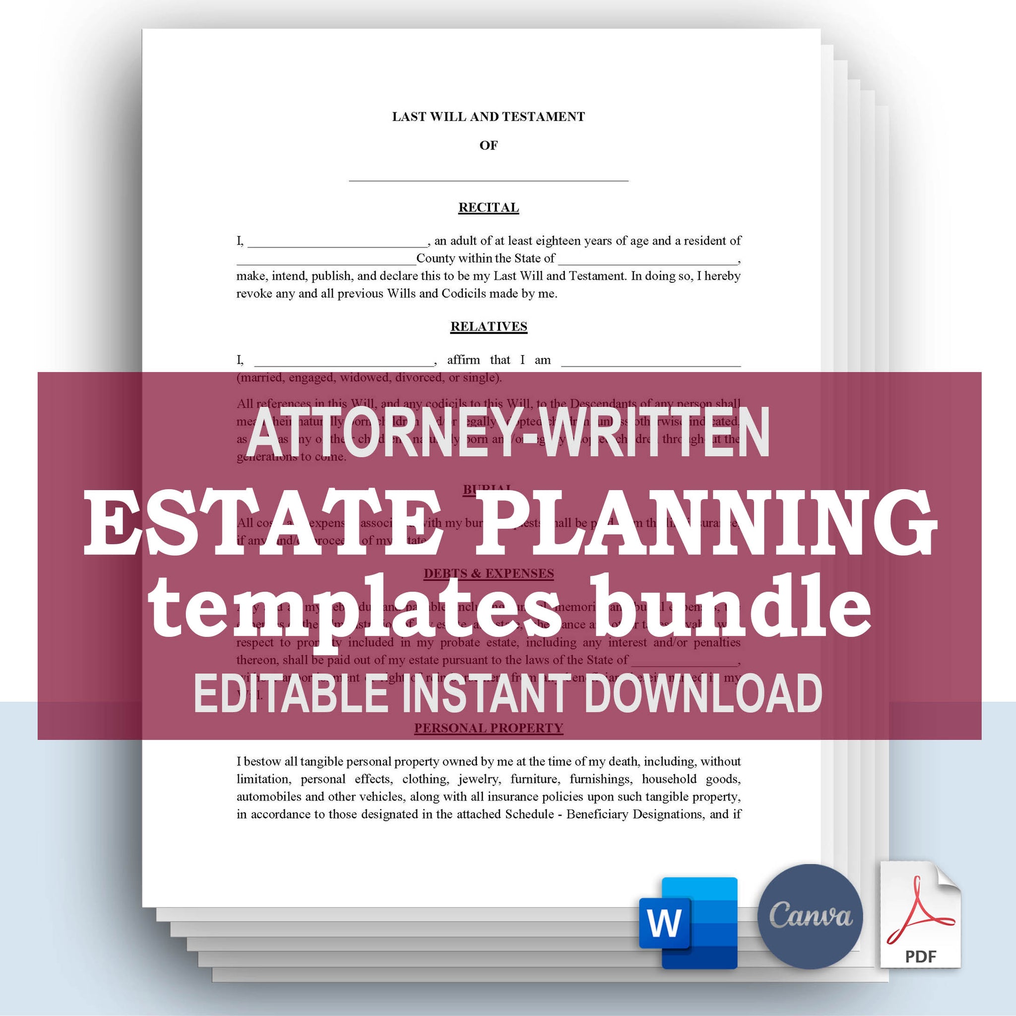 Estate Planning Bundle, Attorney-Written & Editable Instant Download ...